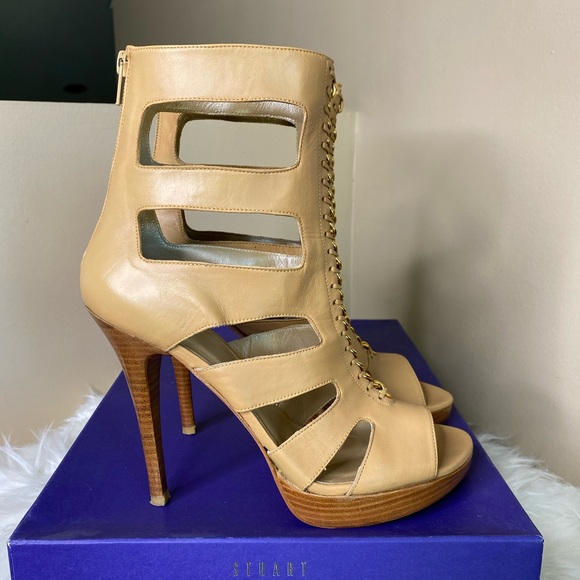 Stuart Weitzman | Shoes | Stuart Weitzman Gold Chain Tan Gladiator ...